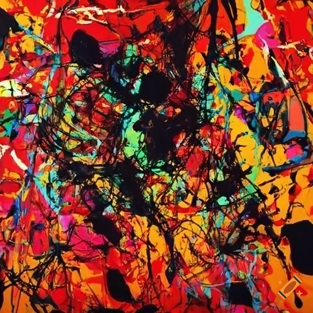 Abstract painting vibrant in the style of jackson pollock on Craiyon
