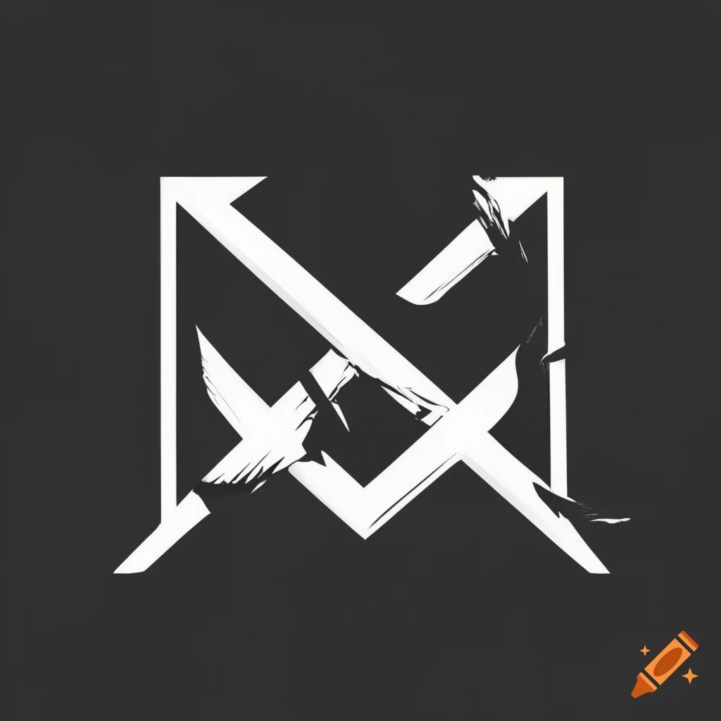 W letter logo with an arrow between crossed, formal, black and white