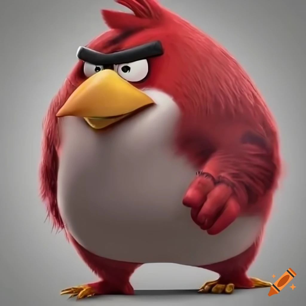 Realistic rendering of angry birds character, red