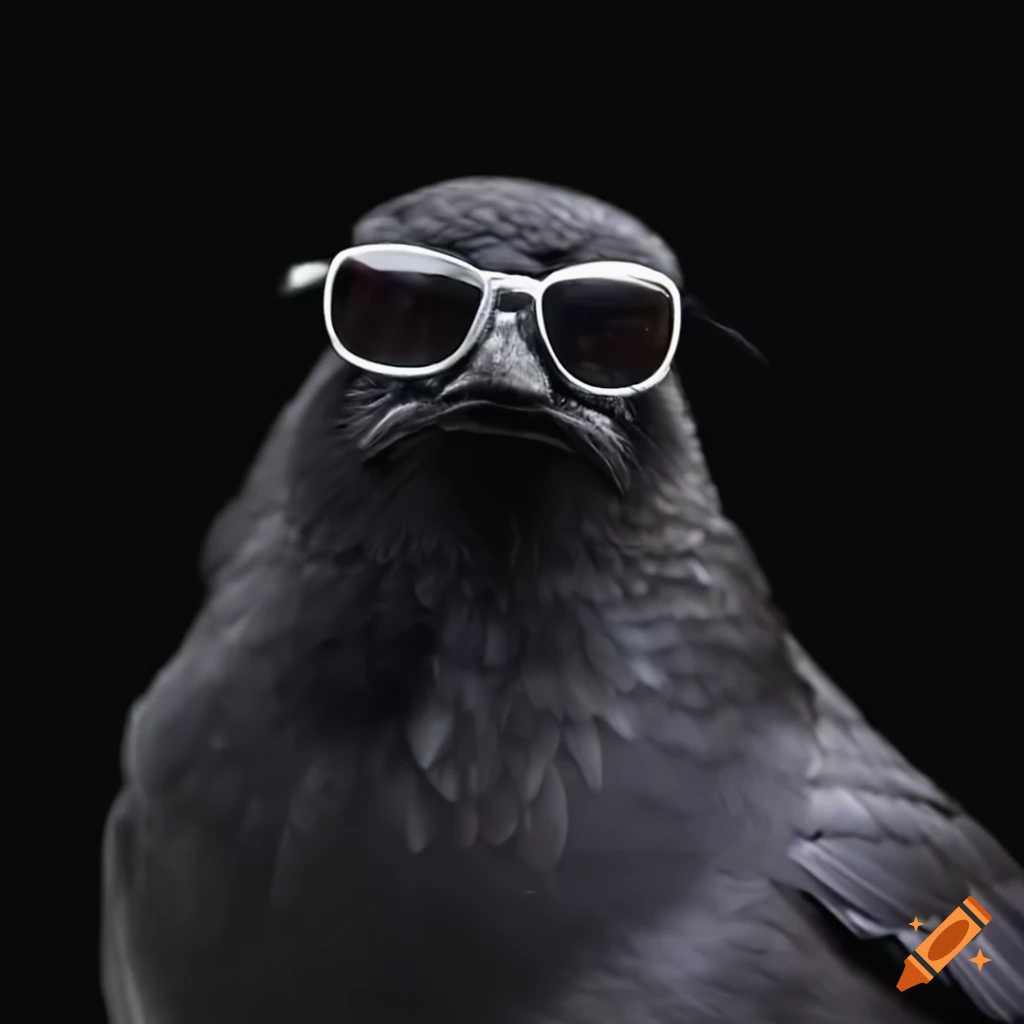 Unique crow wearing sunglasses ultrarealistic 4k on Craiyon