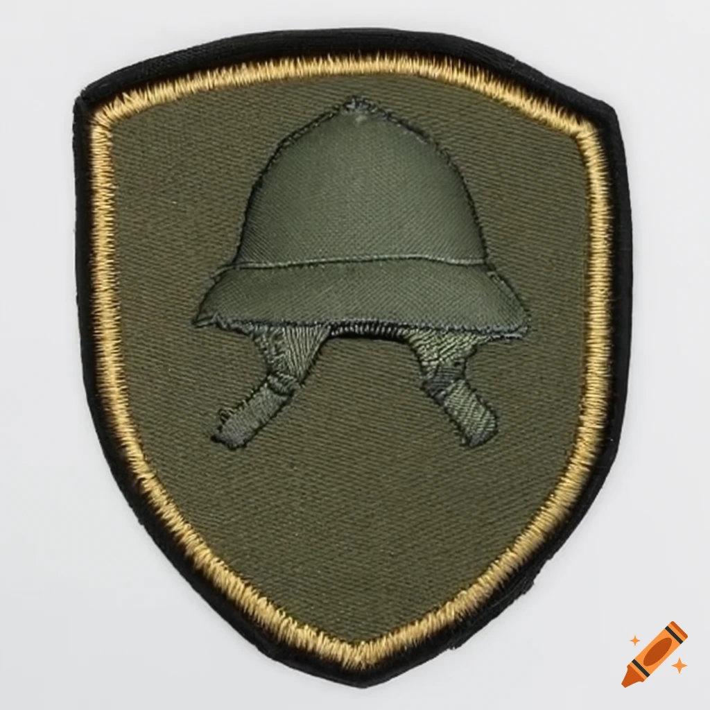 Embroidered patch of a soldier's helmet