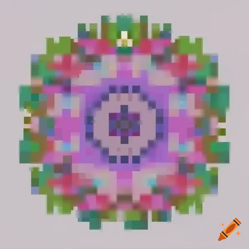 Circle of growing flowers on white background in 16bit pixel style ...