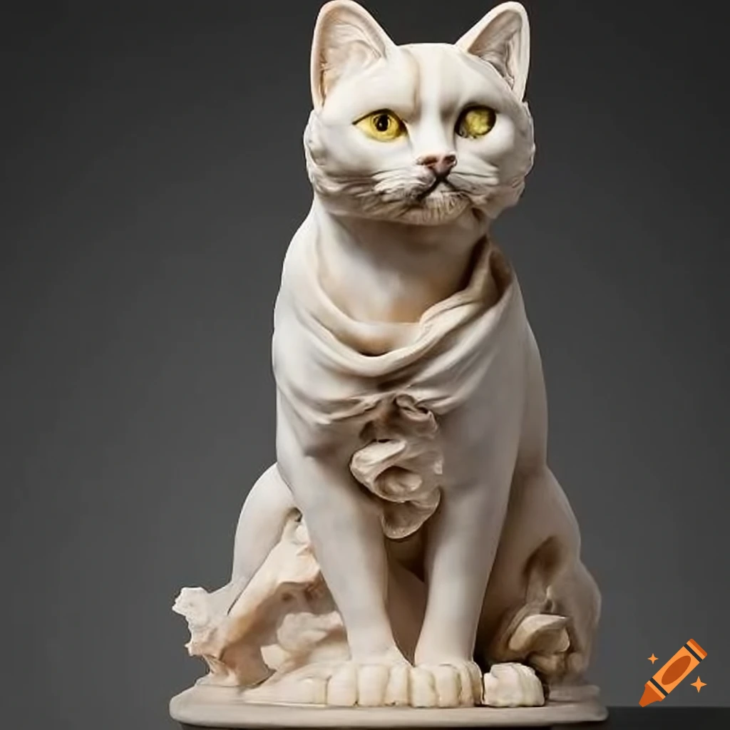 Renaissance marble cat sculpture by bernini