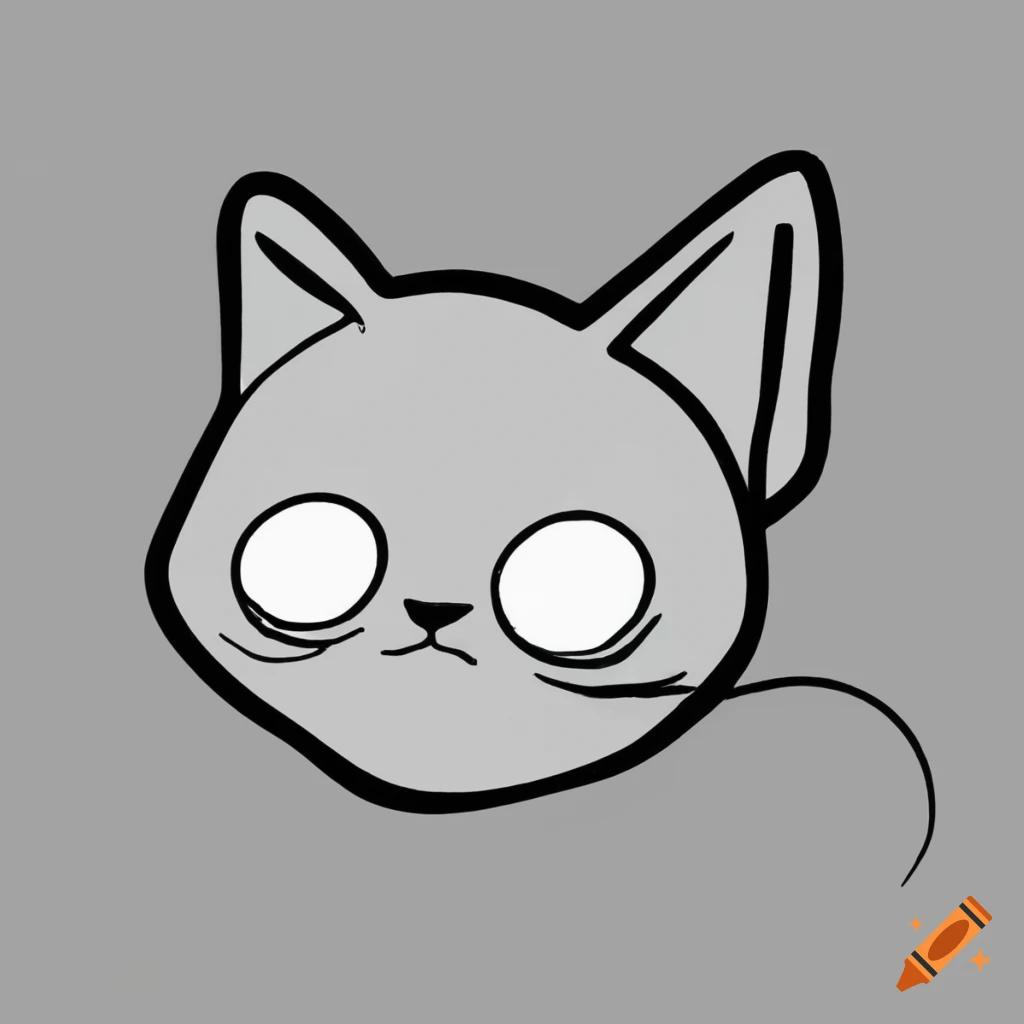 Cartoonish minimalist melted cat head