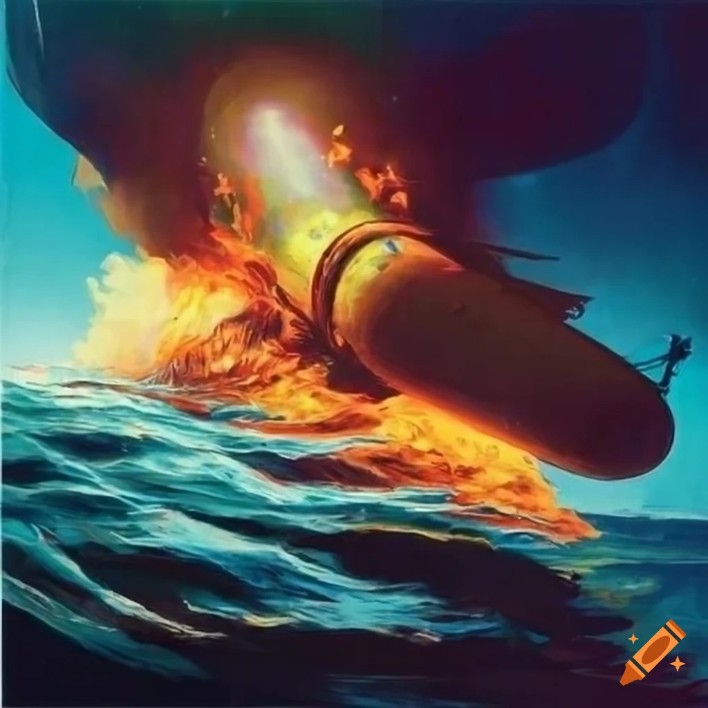 70s sci fi torpedo attack art