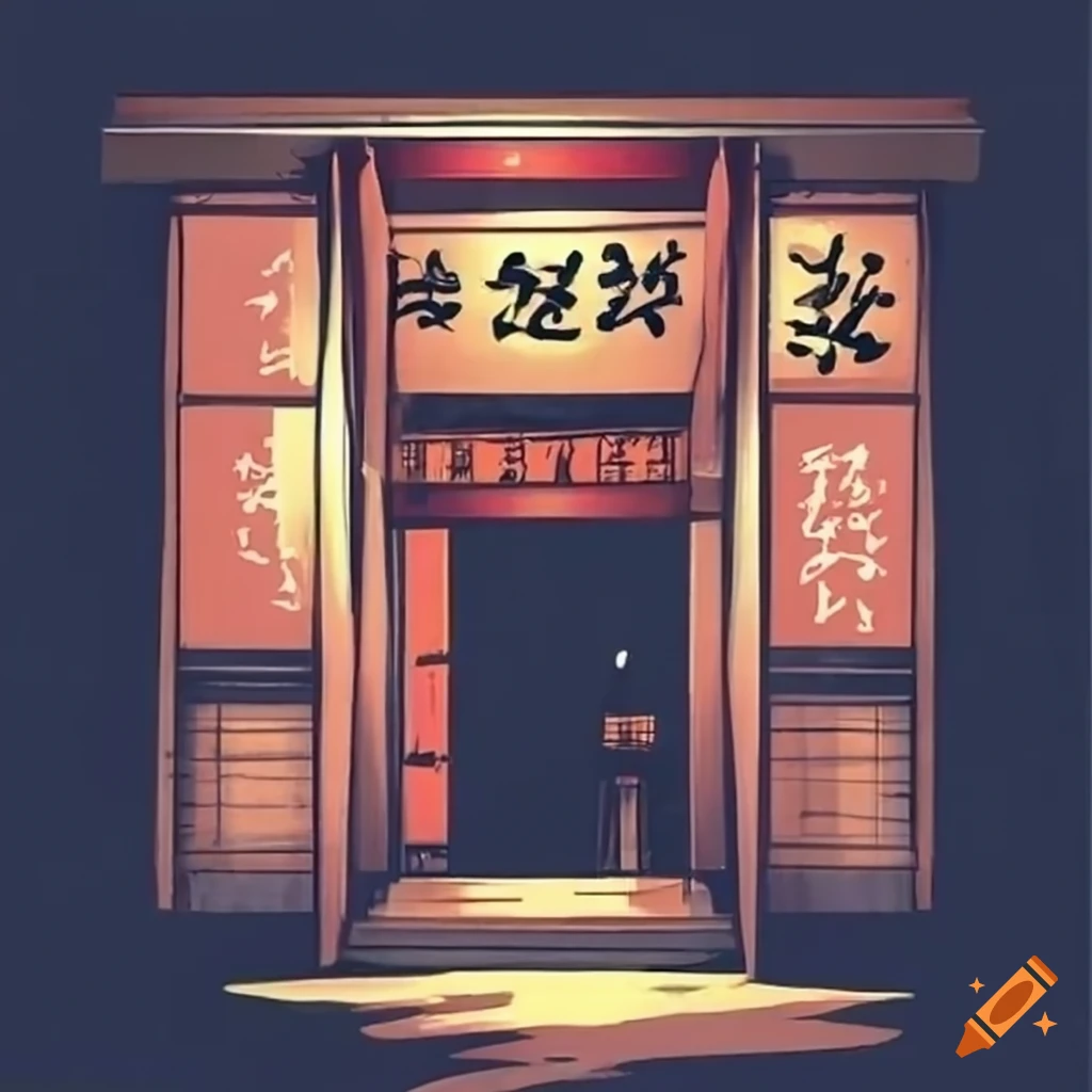 Entrance to an authentic japanese izakaya bar