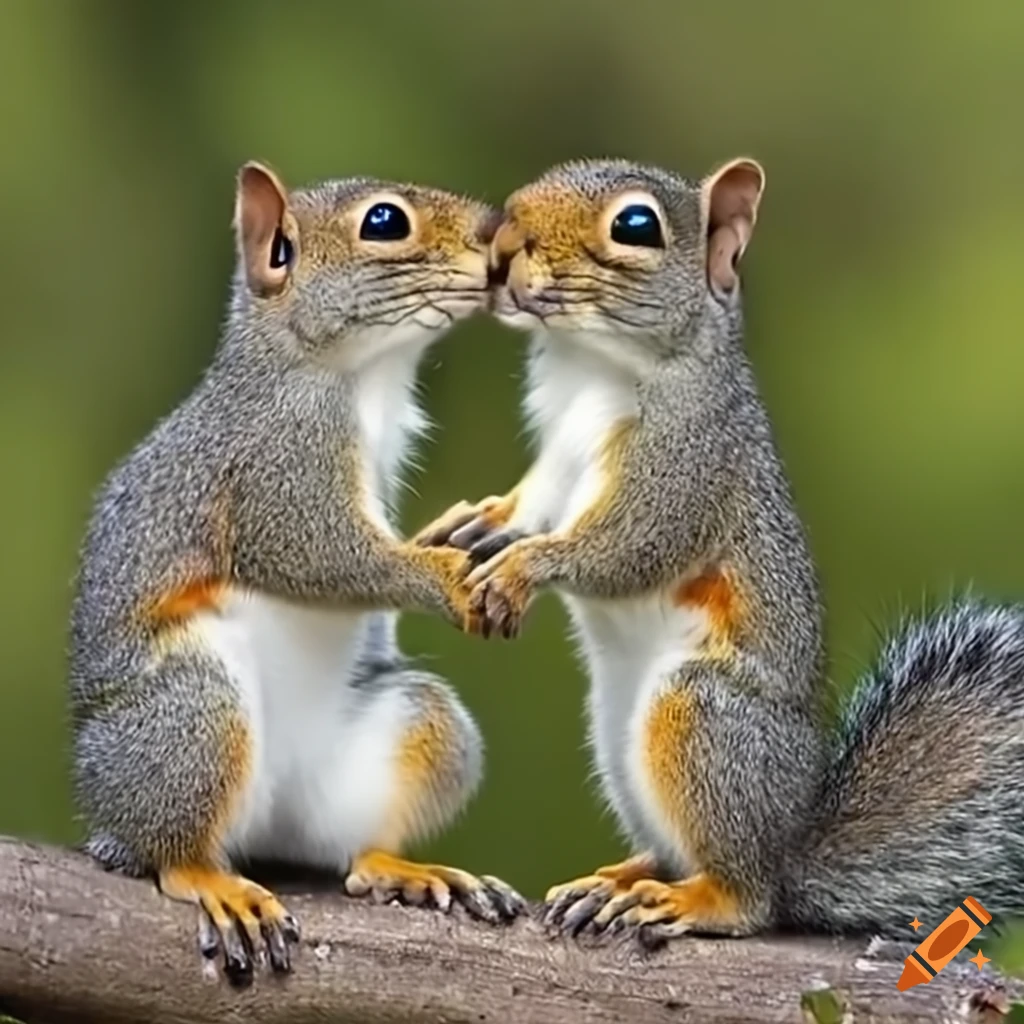 Two squirrel kissing on Craiyon