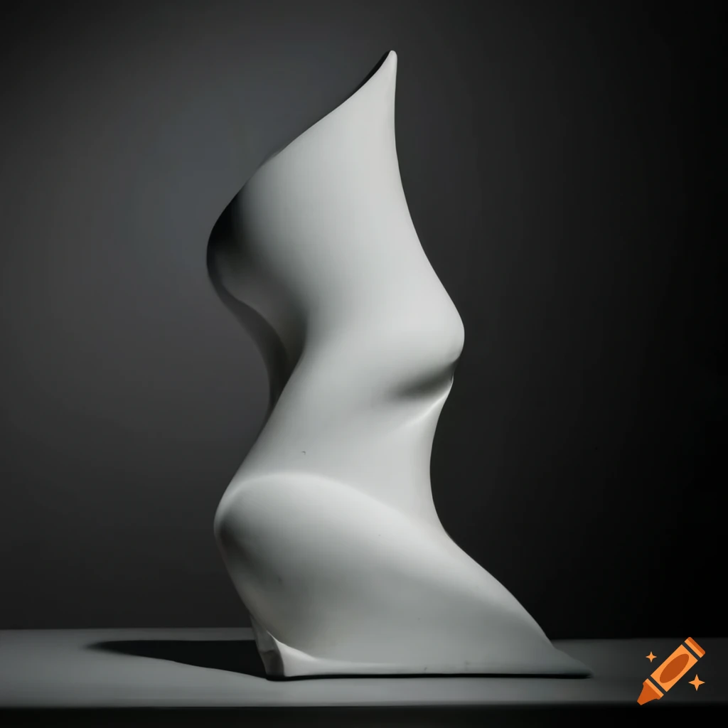 Large scale white porcelain abstract sculpture on Craiyon