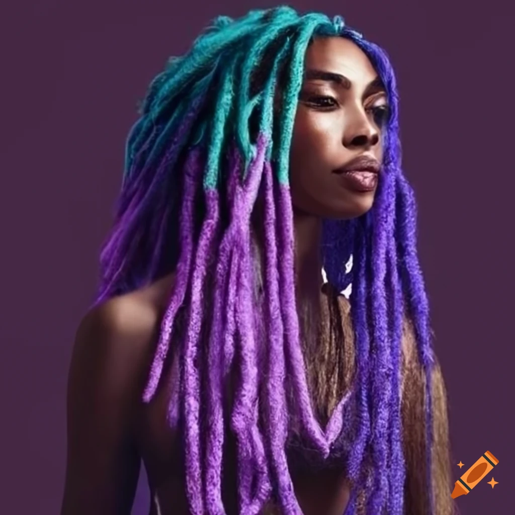 Black woman with violet dreadlocks
