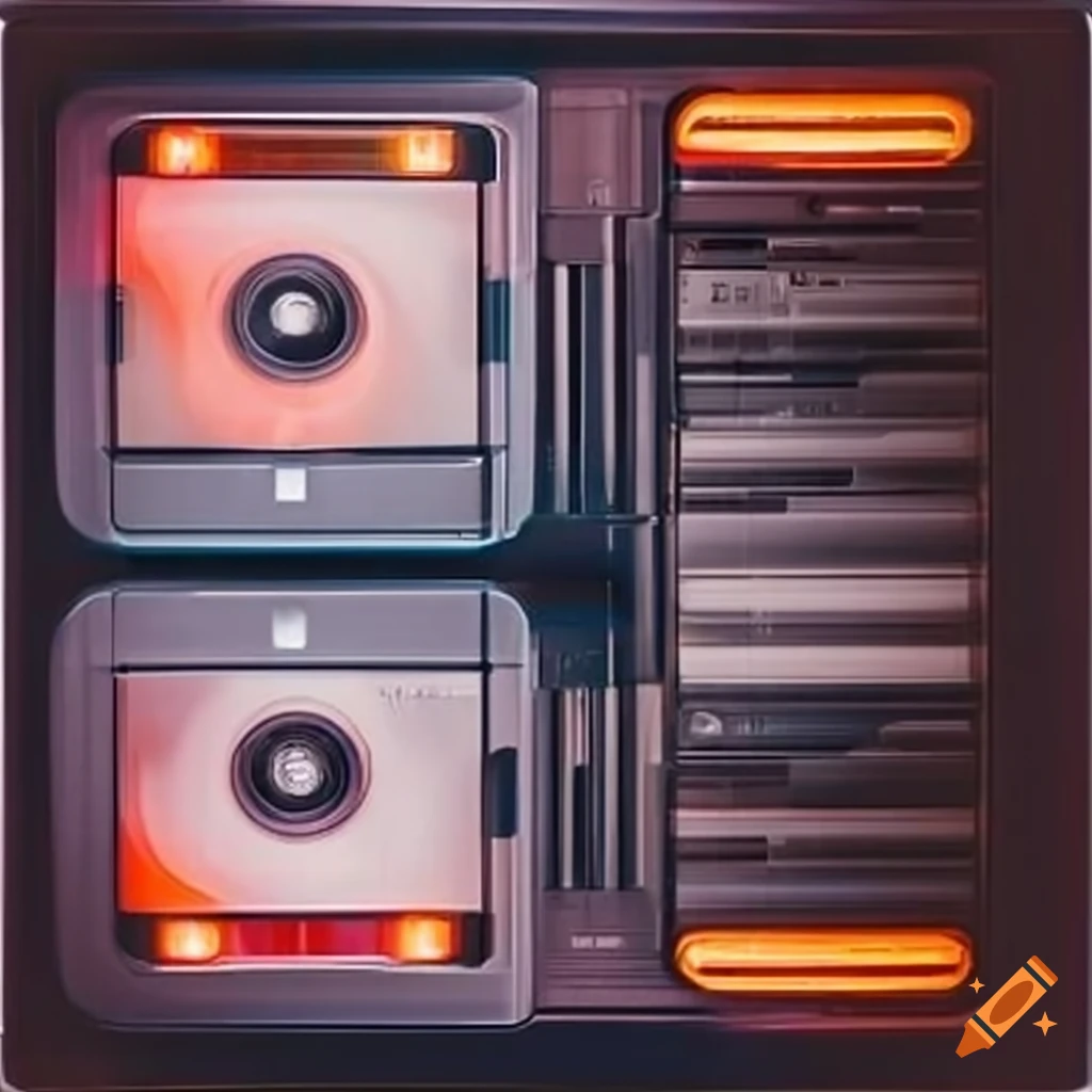 Modern appliances in a cassette futurism style on Craiyon