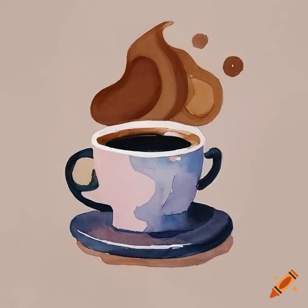 Coffee art, Boho Coffee Art, Eclectic Watercolor Painting Coffee Modern ...