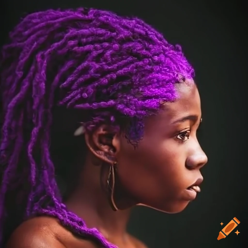 African woman with purple dreadlocks on Craiyon
