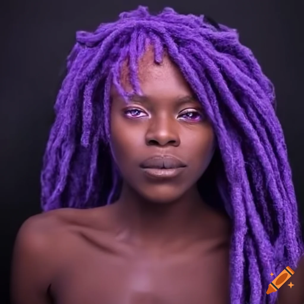 African woman with purple dreadlocks on Craiyon