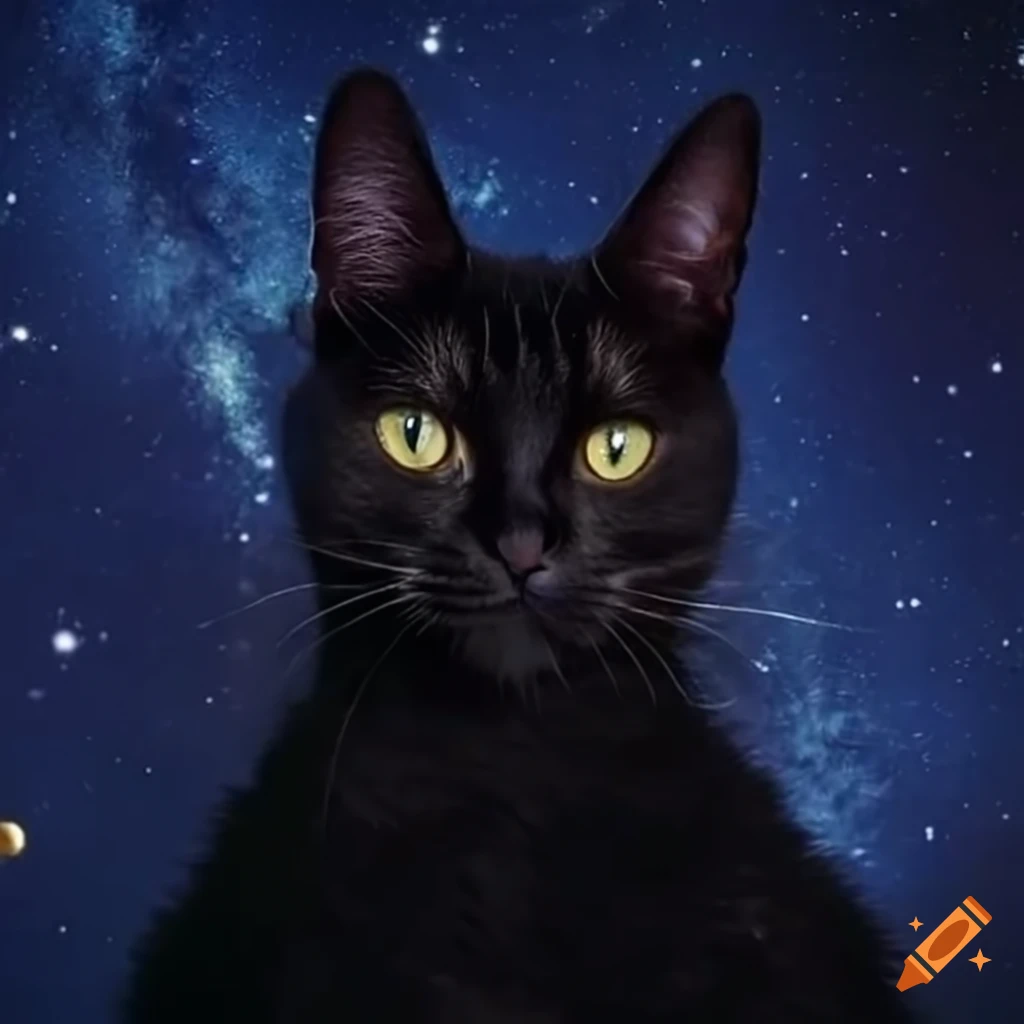 Cat striking jet-black coat with tiny white speckles, which made her ...