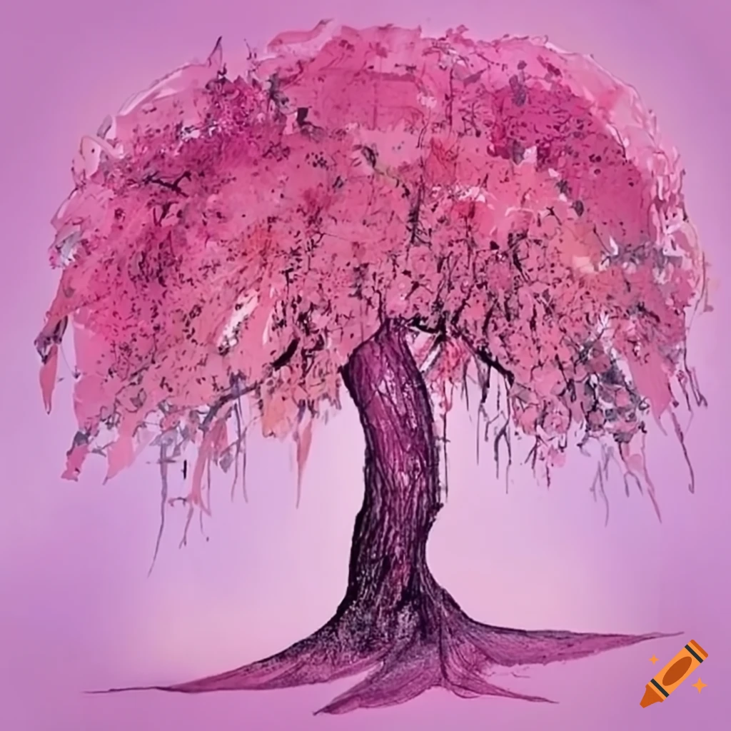 Geometric pink flower tree on Craiyon