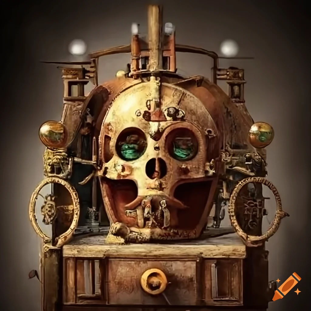 Steampunk anthropomorphic machine in the antique roma