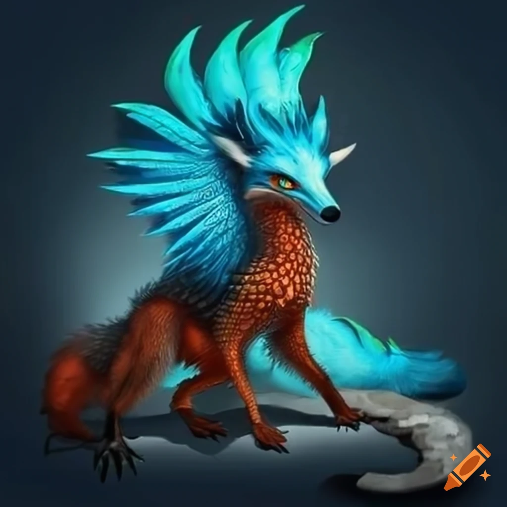 Feathered dragon fox on Craiyon