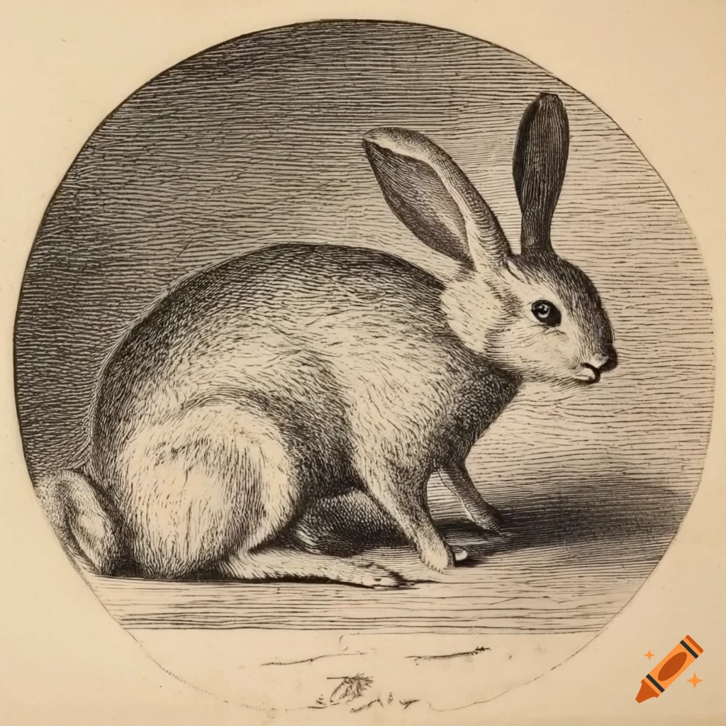 1800s etching of a male rabbit