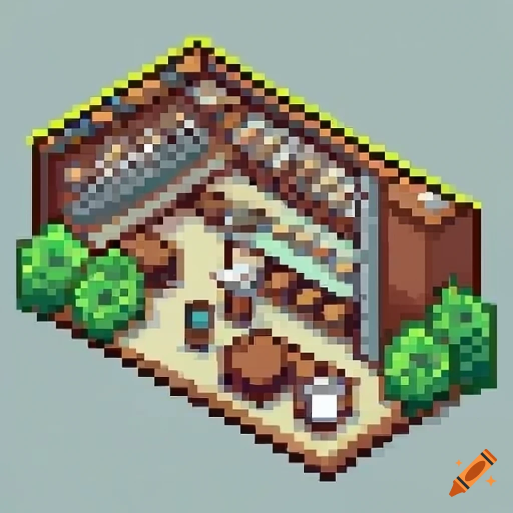 2d pixel art coffee shop with plants