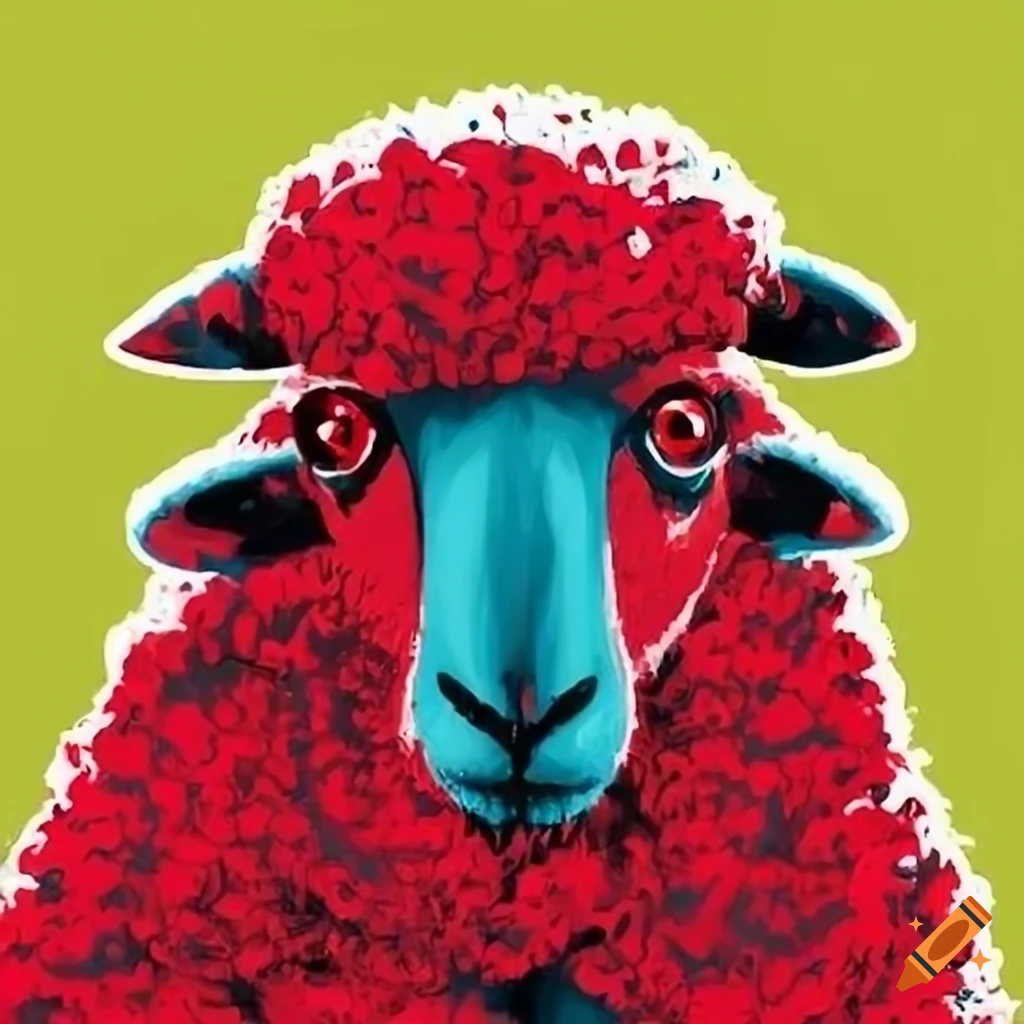 Pop art red sheep wearing coat