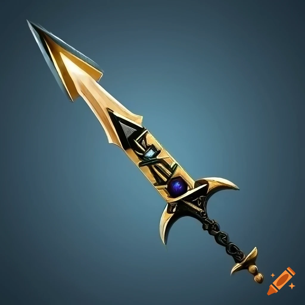 Solarpunk symmetrical runes sword on Craiyon