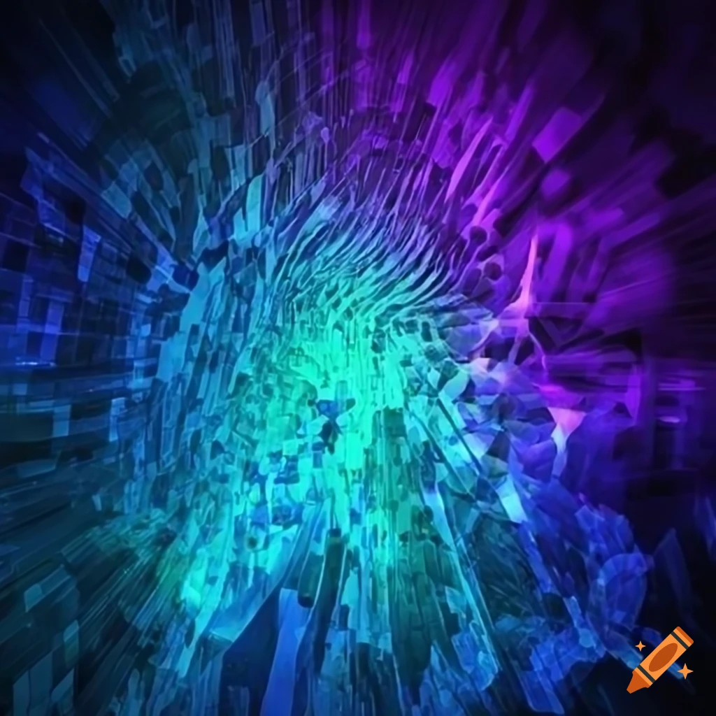 Abstract visualization of data in shades of blue and violet with the ...