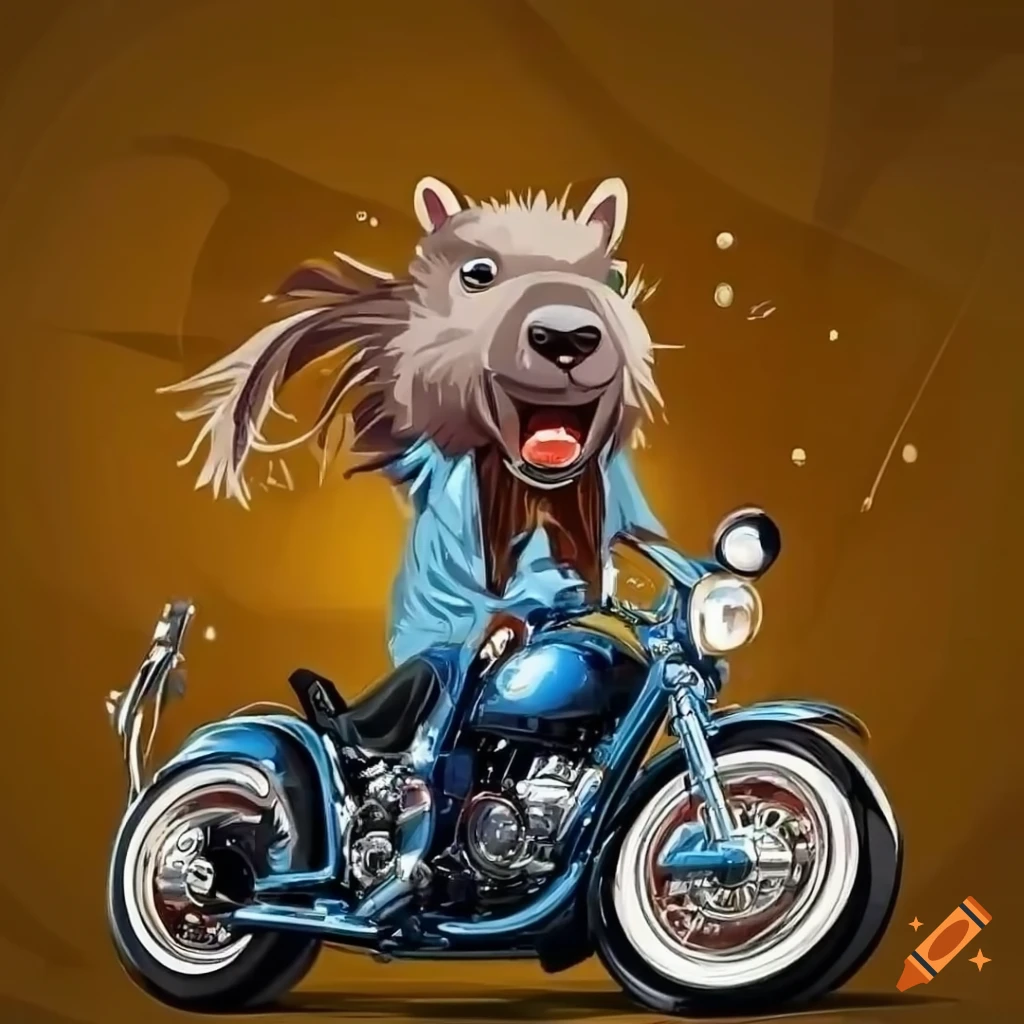 Cartoon drawing of a cool looking Wombat hippie character riding a ...