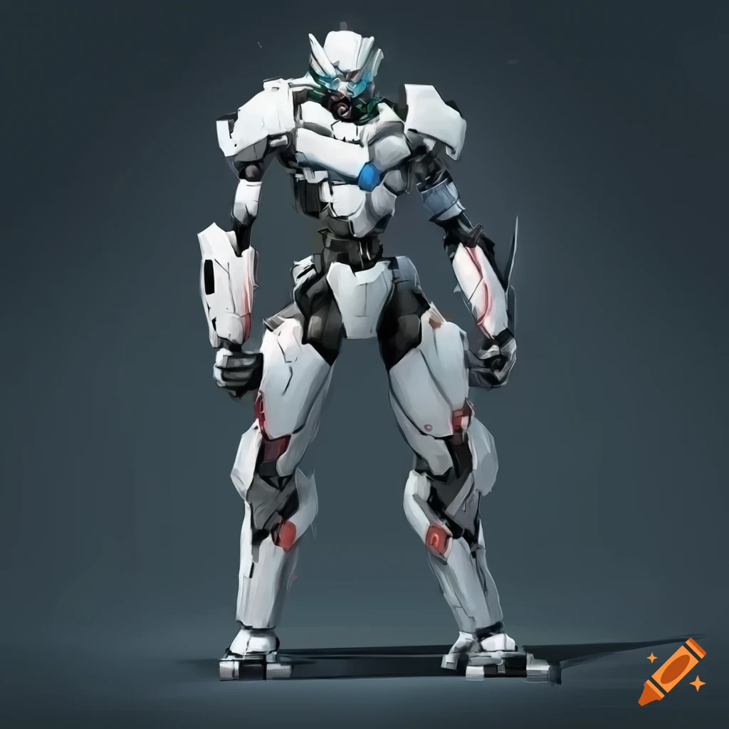 Mecha character full body white backround