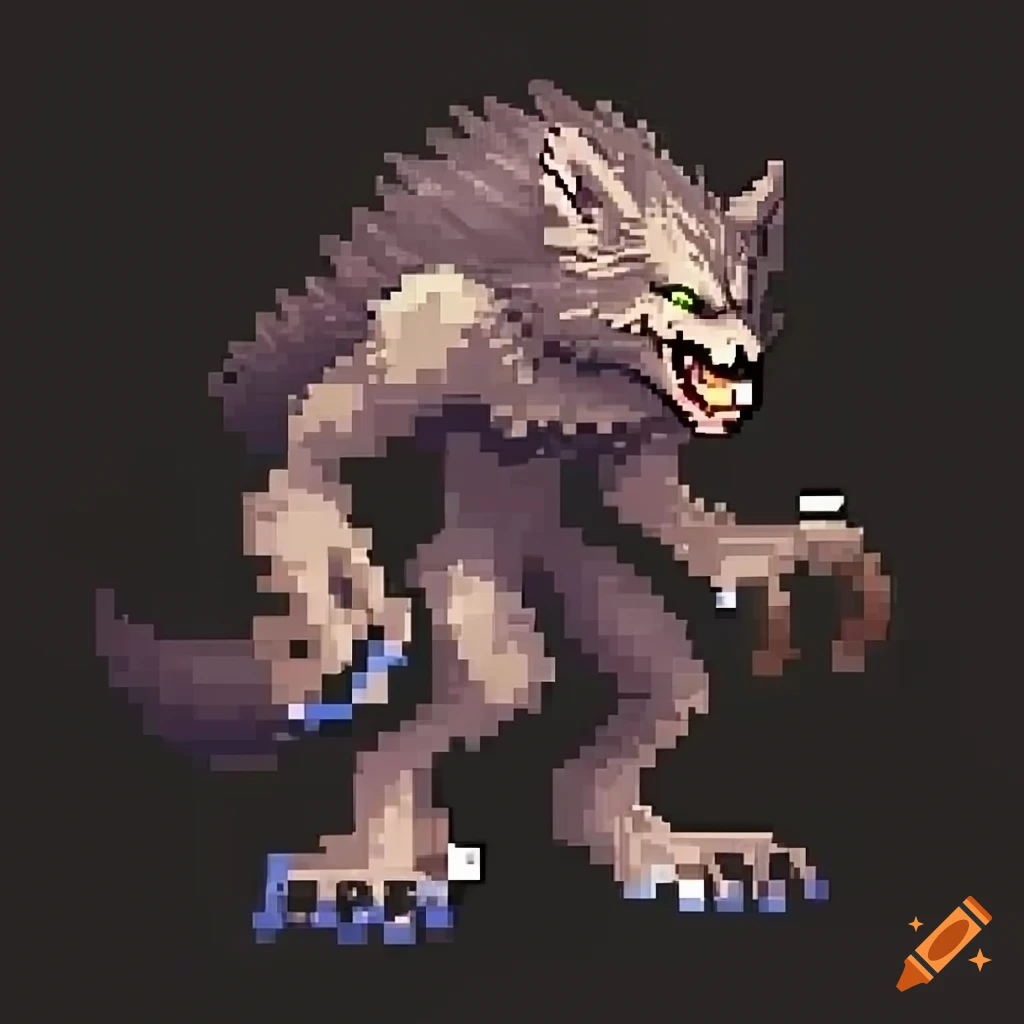 Werewolf, enemy sprite, super nintendo final fantasy style on Craiyon