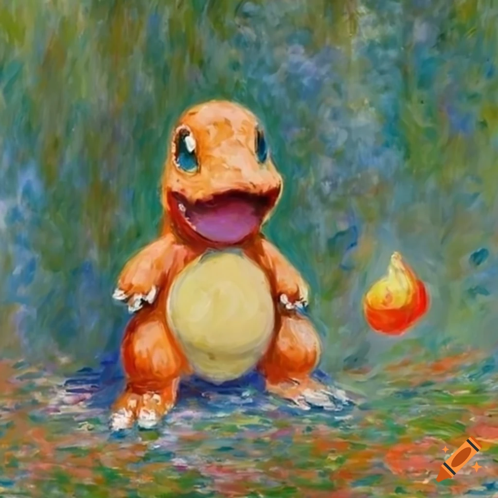 Claude monet paints charmander in the park