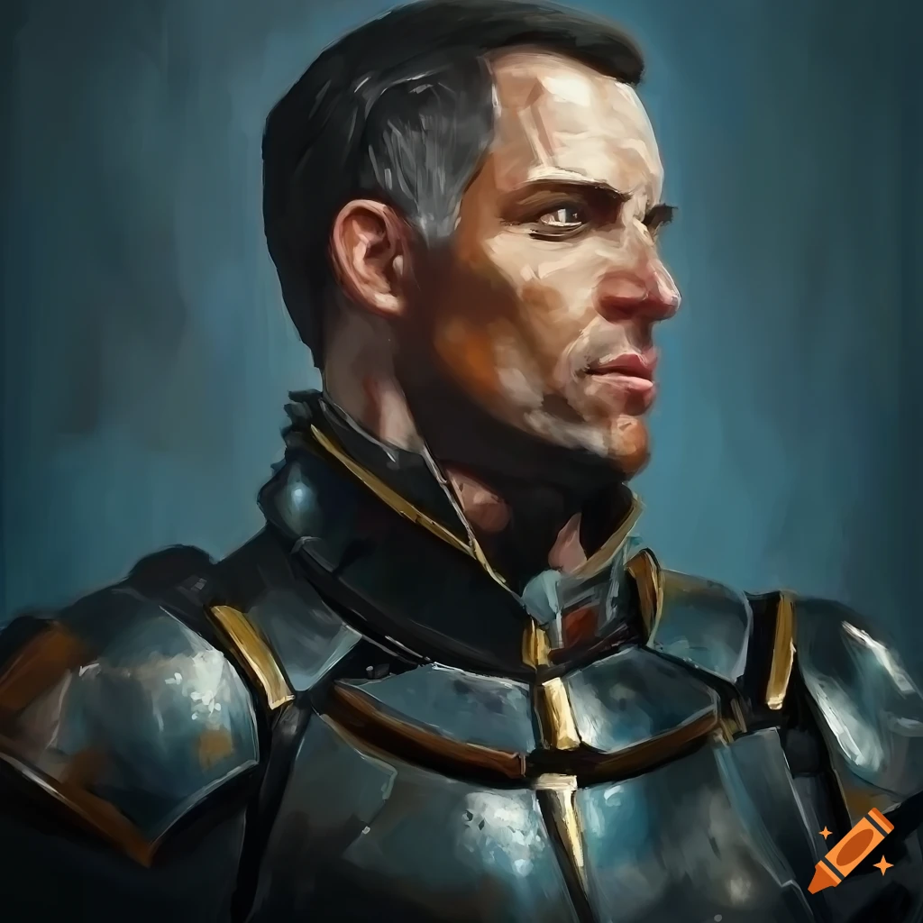 Armour suit on human, soldier, character portrait, masterpiace oil ...