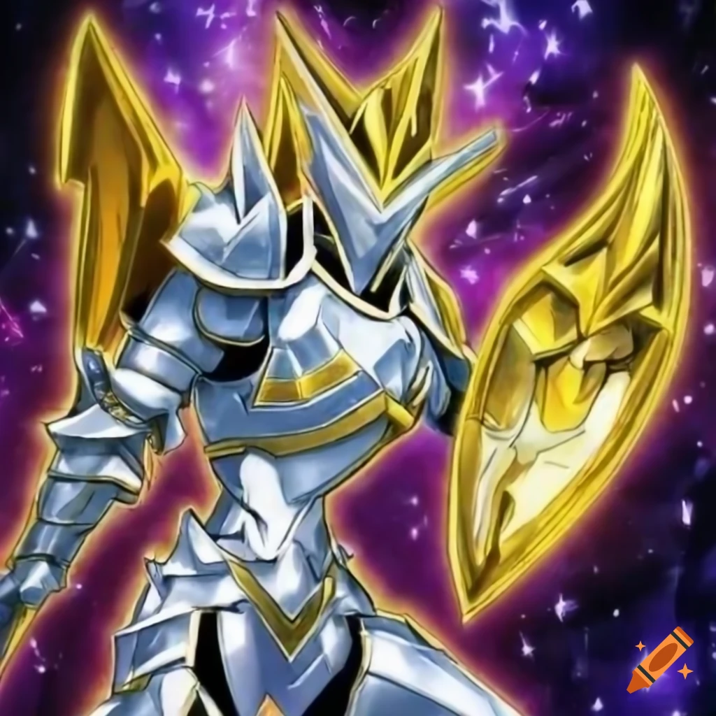 Yugioh card art, simple white and yellow knight anime cavalry , basic art