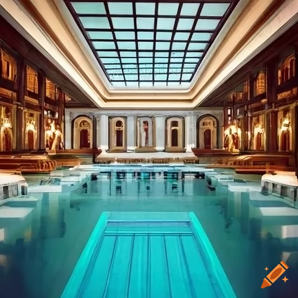 A luxurious indoor swimming pool captures the viewer's gaze in this ...
