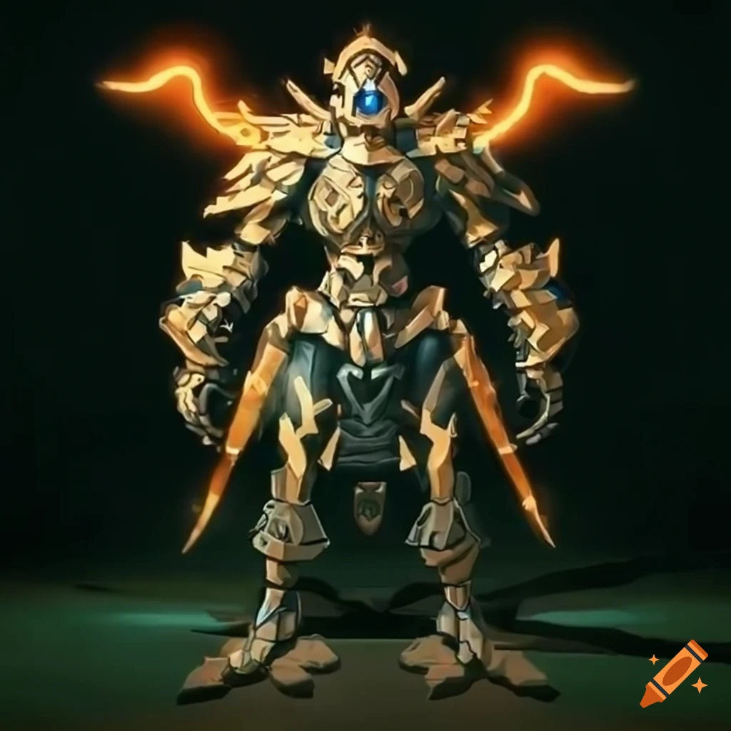 An ancient mecha warrior in the theme of the ancient guardians from the ...