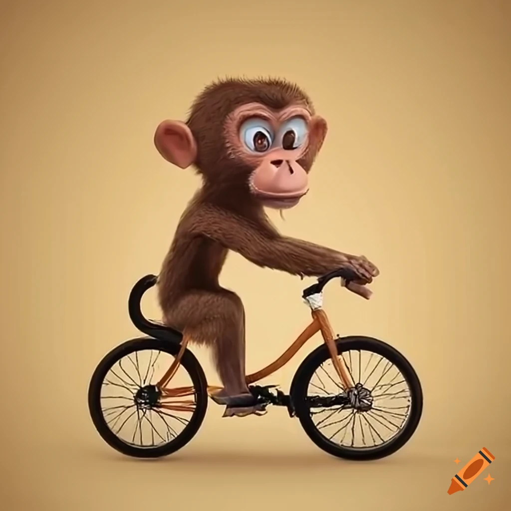 Monkey riding a bicycle on Craiyon