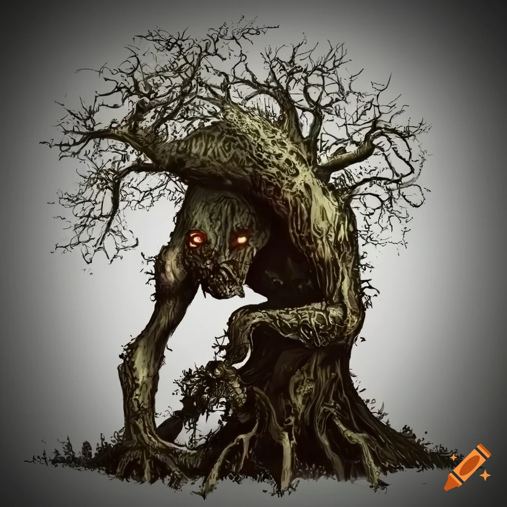 Ent, tree, fantasy, white background, highly detailed, 4k