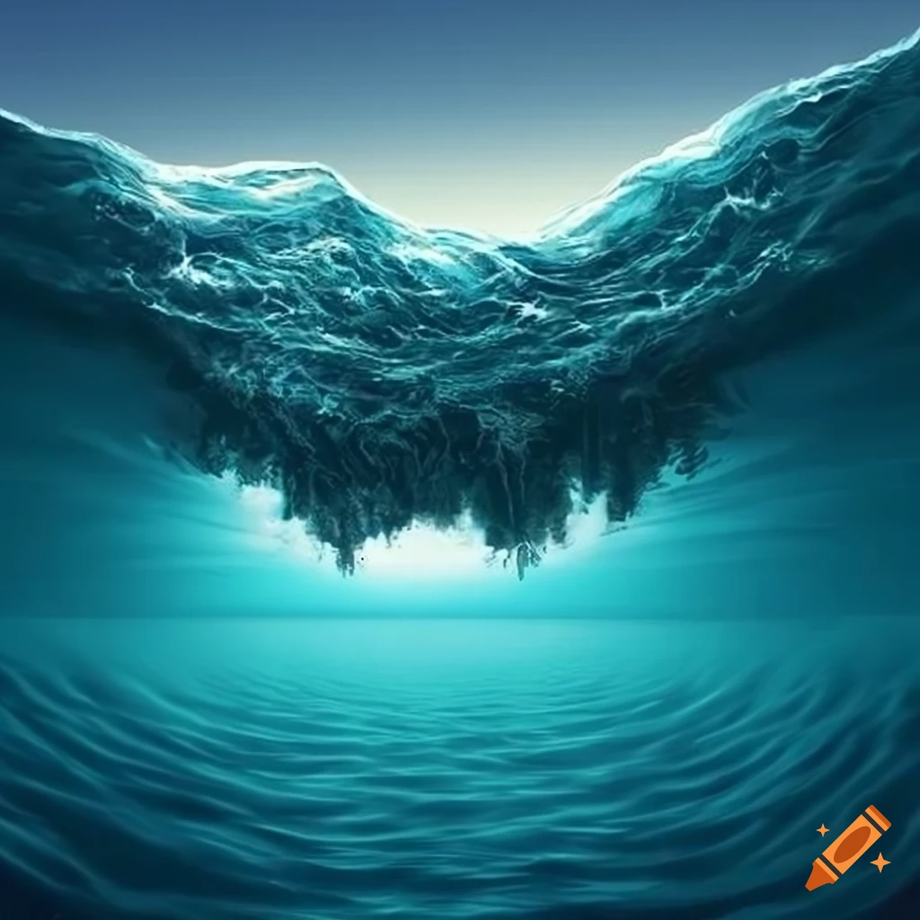 An upside down ocean with epic waves. digital art