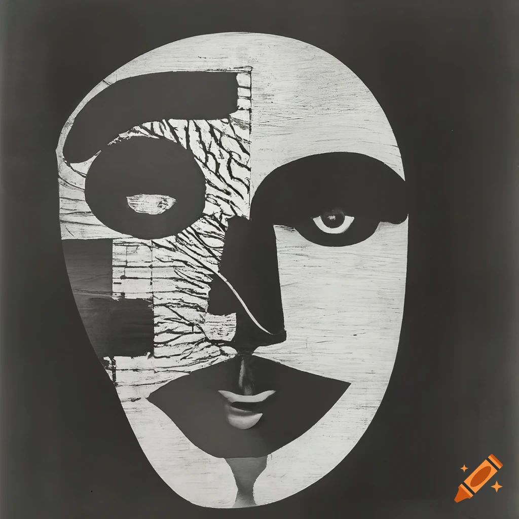 Max ernst black and white abstrakt face collage