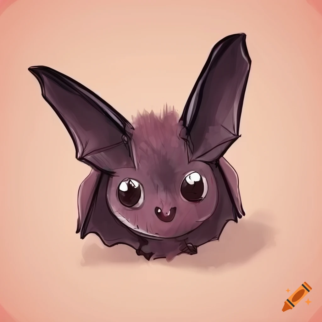 A sketch of a cute bat on Craiyon