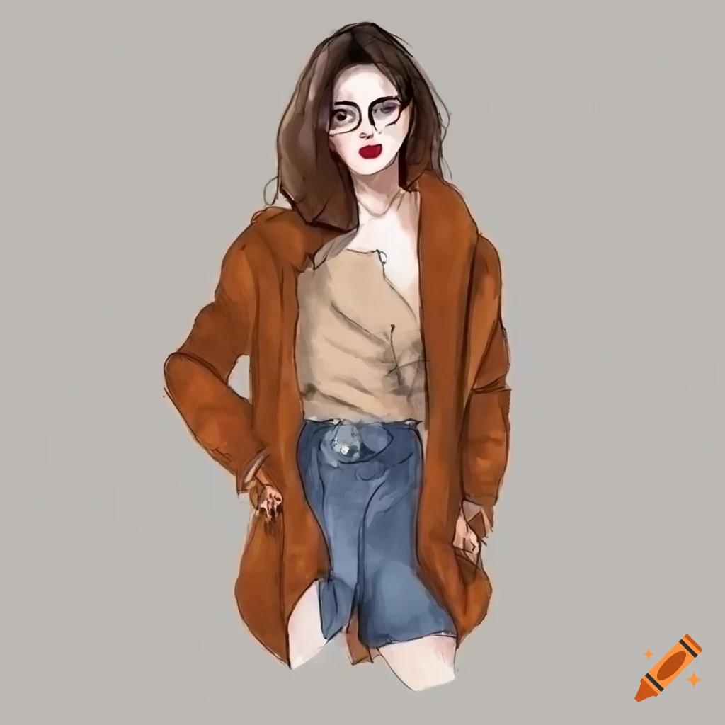 Fashion sketch of a woman in autumn outfit