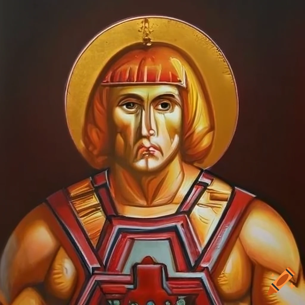 Greek orthodox byzantine icon painting of he-man