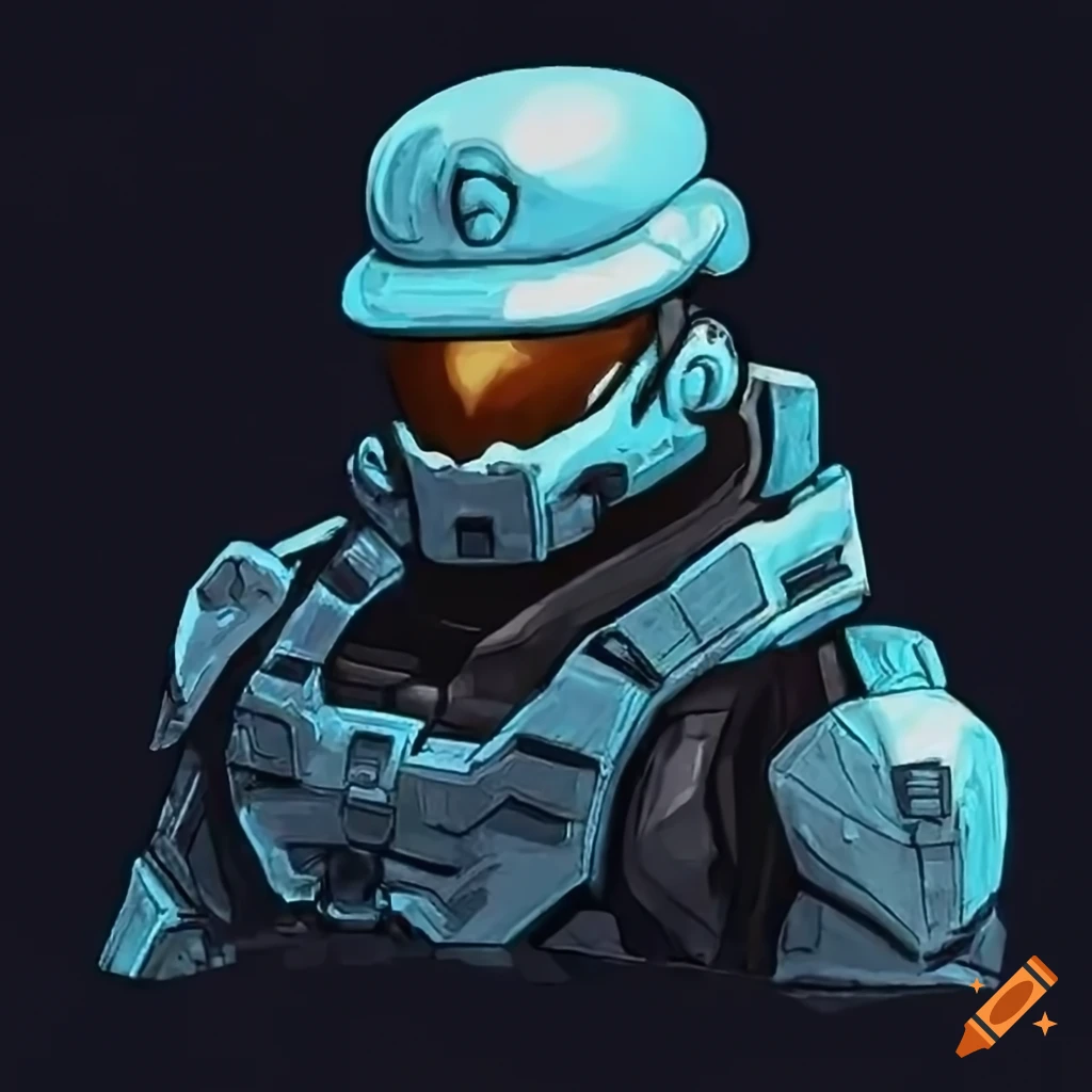 Masterchief from halo with the super mario hat
