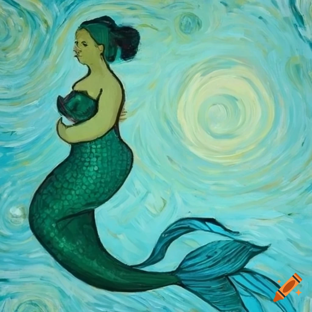 Mermaid by van gogh minimalistic