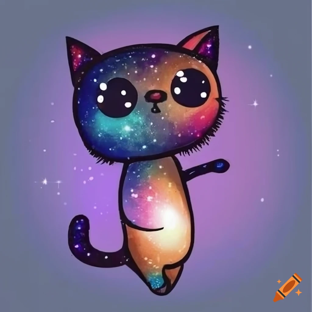 Cute cartoon cat galaxy