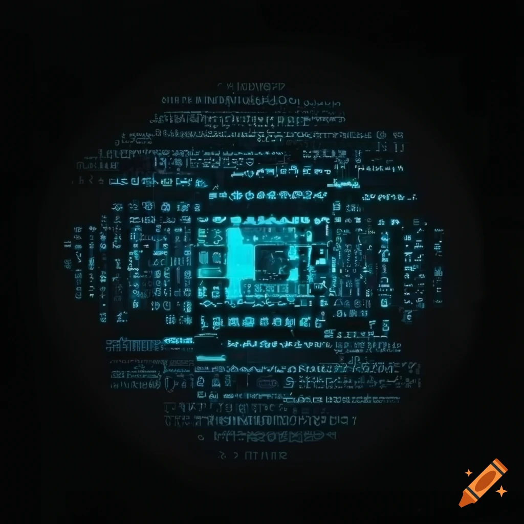 Large symbols of computer code on a dark background, sharp, sharp ...