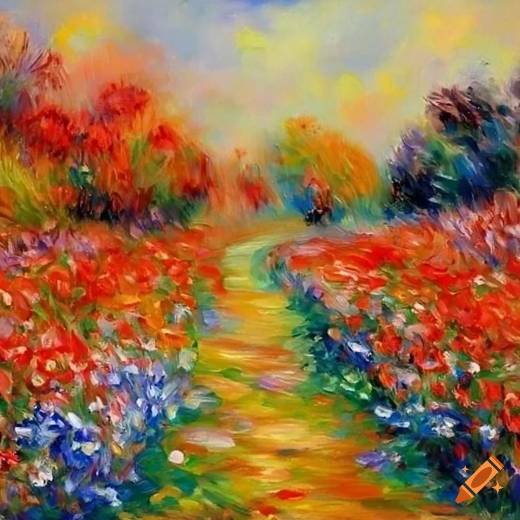Flowers fields in renoir style oilpainting on Craiyon