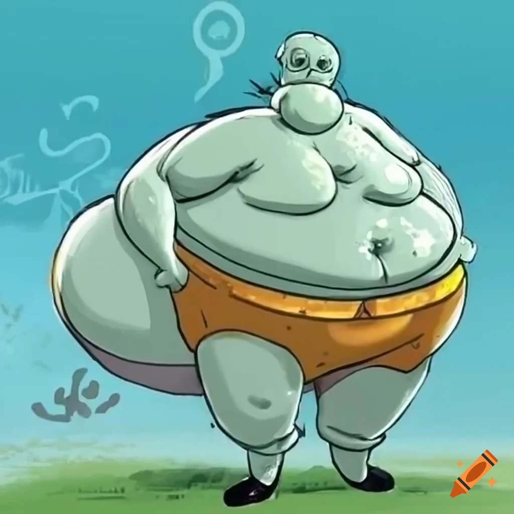 Squidward 900 lbs obese design sketch concept art on Craiyon