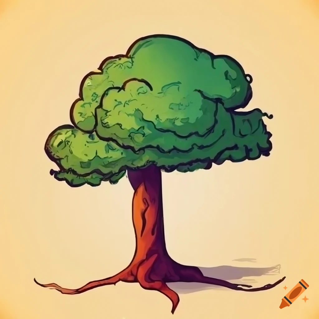 High tree, simple, comic style