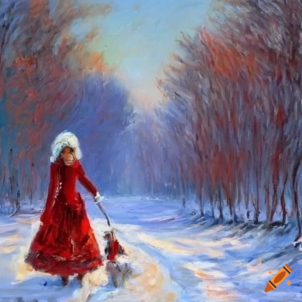 Oil painting, winter, christmas, monet, monet inspiration on Craiyon