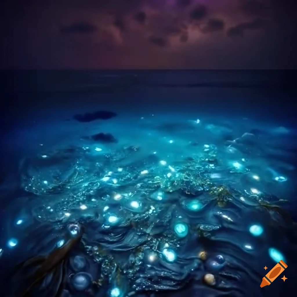 Beautiful starry sky under the sea, glowing diamonds scattered on the ...